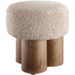Salesfever Sitzhocker 1 Stk. tlg. mit Sitzfläche aus Teddyfell Walnuss, Braun