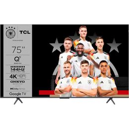 TCL QLED-Fernseher »75T8BX1« 189 cm/75 ′′ Android TV Smart-TV titanium Freisprecheinrichtung Google Assistant Lassen Sie Ihre Stimme hören