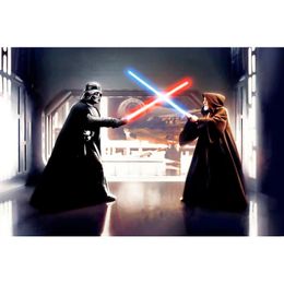 Komar Vliestapete »Digitaldruck Vlies - Star Wars Vader vs. Kenobi - Größe 300 x 200 cm« bedruckt glatt Kinderzimmer bunt B/L: 300 m m x 200 m m
