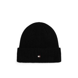 Tommy Hilfiger Beanie »TH FLAG CASHMERE Premium Line« mit Umschlag, aus Strick 100% Kaschmir Premium Quality Black