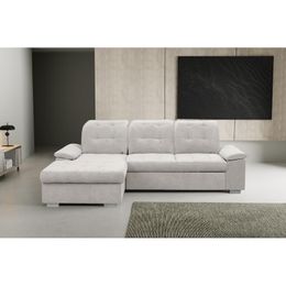 WERK2 Ecksofa »Carmen, mit Bettfunktion & Bettkasten, optional Sitztiefenverstellung« ohne Sitztiefenverstellung, Luxus-Microfaser Chenille, Creme...