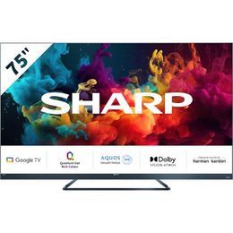 Sharp LED-Fernseher »4T-C75FQx« 189 cm/75 ′′ Quantum Dot, QLED, Dolby Atmos, Dolby Vision, HDMI 2.1 mit eARC schwarz Mini Composite/CVBS +...