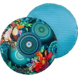 HIP Dekokissen &raquo;Cailani&laquo; Mit F&uuml;llung, 1 St&uuml;ck, Biese, Wendeoptik, Weich, Mandala, Blau blau/multi/bunt + bedruckt Obermaterial: 100% Polyester B/L:...