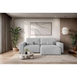 OTTO HOME Ecksofa »MATTS Schlafsofa mit Bettkasten, Maße B/T/H: 265/159/89 cm« L-Form mit Recamiere rechts oder links, hoher Sitzkomfort hellgrau