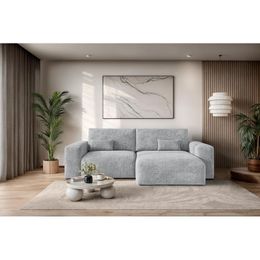 OTTO HOME Ecksofa »MATTS Schlafsofa mit Bettkasten, Maße B/T/H: 265/159/89 cm« L-Form mit Recamiere rechts oder links, hoher Sitzkomfort hellgrau