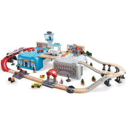 HAPE Spielzeug-Eisenbahn »Großstadtlandschaft Eisenbahn in Aufbewahrungsbox« bunt
