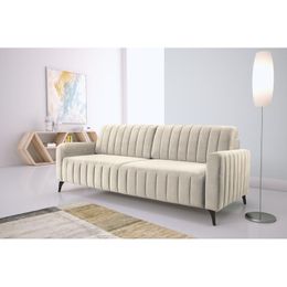 exxpo - SOFA FASHION 3-Sitzer »Grande, Schlafsofa, Dauerschläfer, Microvelours-Bezug, Breite 222cm« mit Bettfunktion und Bettkasten, komfortabler...
