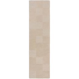 FLAIR RUGS Wollteppich &raquo;Checkerboard, Schachbrettmuster&laquo; rechteckig 10 mm H&ouml;he Hoch-Tief-Effekt, Wohnzimmer, Schlafzimmer beige Wolle