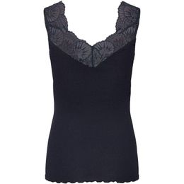 rosemunde Tanktop Vintage-Spitzenbesatz, feminin, beuquem, ohne Ärmel, Seidenmix schwarz XS XS Spitzentop von rosemunde