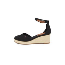 Tommy Hilfiger Keilsandalette »FLAG CLOSED TOE MID WEDGE ESPAD«, Riemchensandale, Sommerschuh mit verstellbarer Schnalle schwarz 40 40...