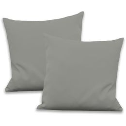 Vhg Dekokissen &raquo;Leon&laquo; Rei&szlig;verschluss, Kissenh&uuml;lle ohne F&uuml;llung, 2 St&uuml;ck, unifarben silberfarben + unifarben Obermaterial: 100% Polyester B/L: 40 cm...
