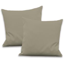 Vhg Dekokissen &raquo;Leon&laquo; Rei&szlig;verschluss, Kissenh&uuml;lle ohne F&uuml;llung, 2 St&uuml;ck, unifarben beige + unifarben Obermaterial: 100% Polyester B/L: 40 cm x 40 cm