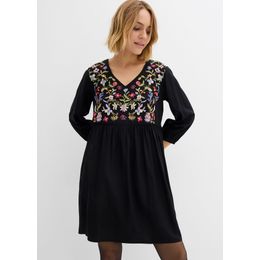 bonprix Tunika-Kleid aus flie&szlig;ender Viskose, schwarz, Viskose