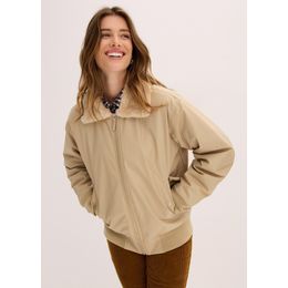 bonprix Wattierte Outdoorjacke, beige, Gr.46, Wattierte Outdoorjacke mit Kunstfellkragen und seitlichen Taschen