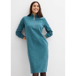 bonprix Sweatkleid mit Troyer, petrol, mit Baumwolle