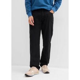 bonprix Relaxed Fit Thermohose mit Dehnbund Straight, schwarz, Gr.60, moderne Thermohose mit Komfortbund und flauschigem Flanellfutter, aus 100% Baumwolle