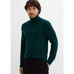 bonprix Feinstrick-Rollkragenpullover mit edler Merinowolle Slim Fit, gr&uuml;n, Gr.60/62 (XXL), Zeitloser Pullover aus hochwertigem Material, aus Merino
