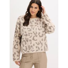 bonprix Jacquard Oversize Pullover mit Pailletten, beige
