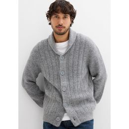 bonprix Strickjacke mit Rippenmuster, grau