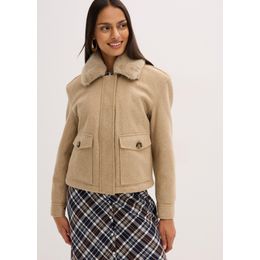 bonprix Winterjacke in Wolloptik, beige, Gr.44, Winterjacke in Wolloptik