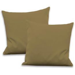 Vhg Dekokissen &raquo;Leon&laquo; Rei&szlig;verschluss, Kissenh&uuml;lle ohne F&uuml;llung, 2 St&uuml;ck, unifarben khaki + unifarben Obermaterial: 100% Polyester B/L: 40 cm x 40 cm