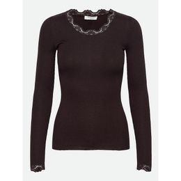 rosemunde Longsleeve »Babette silk shirt« Langarm, mit Spitze, feminin, bequem, Seide- /Baumwollmischung dunkelbraun S S Spitzentop von rosemunde