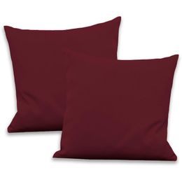 Vhg Dekokissen &raquo;Leon&laquo; Rei&szlig;verschluss, Kissenh&uuml;lle ohne F&uuml;llung, 2 St&uuml;ck, unifarben bordeaux + unifarben Obermaterial: 100% Polyester B/L: 40 cm x...