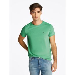 Tommy Hilfiger T-Shirt »STRETCH SLIM FIT TEE mit Rundhals und Logostickerei« unifarben, casual, slim fit, Baumwollmix, Rundhals Fort Green L L...