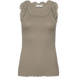 rosemunde Tanktop »Babette Silk Top« Vintage-Spitzenbesatz, breite Träger, feminin, bequem, Seidenmix khaki XS XS Seidentop von rosemunde