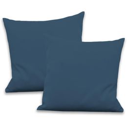 Vhg Dekokissen &raquo;Leon&laquo; Rei&szlig;verschluss, Kissenh&uuml;lle ohne F&uuml;llung, 2 St&uuml;ck, unifarben blau + unifarben Obermaterial: 100% Polyester B/L: 40 cm x 40 cm