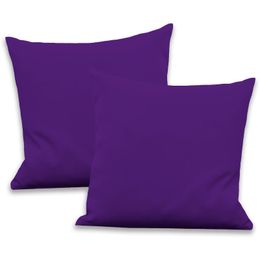 Vhg Dekokissen &raquo;Leon&laquo; Rei&szlig;verschluss, Kissenh&uuml;lle ohne F&uuml;llung, 2 St&uuml;ck, unifarben violett + unifarben Obermaterial: 100% Polyester B/L: 40 cm x 40 cm