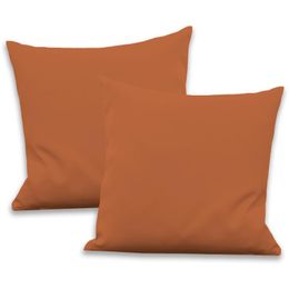 Vhg Dekokissen &raquo;Leon&laquo; Rei&szlig;verschluss, Kissenh&uuml;lle ohne F&uuml;llung, 2 St&uuml;ck, unifarben gelb/braun + unifarben Obermaterial: 100% Polyester B/L: 40 cm x...