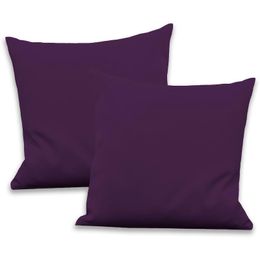 Vhg Dekokissen &raquo;Leon&laquo; Rei&szlig;verschluss, Kissenh&uuml;lle ohne F&uuml;llung, 2 St&uuml;ck, unifarben aubergine + unifarben Obermaterial: 100% Polyester B/L: 40 cm x...