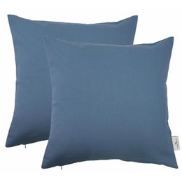 Tom Tailor HOME Dekokissen »Dove« unifarben, Kissenhüllen ohne Füllung, 2er Pack jeansblau + unifarben Obermaterial: 100% Baumwolle B/L: 48 cm x 48 cm