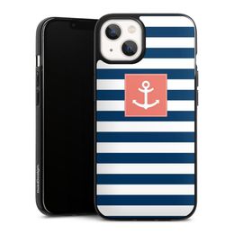DeinDesign iPhone 13 Handy Silikon Hülle Case schwarz Handyhülle Maritim Anchor Stripes