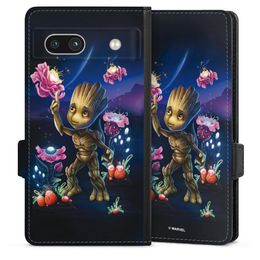 DeinDesign Google Pixel 7a Handy Klapph&uuml;lle Handyh&uuml;lle aus Kunst Leder schwarz Flip Case Baby Groot Marvel Guardians Of The Galaxy Sideflip mit Lasche
