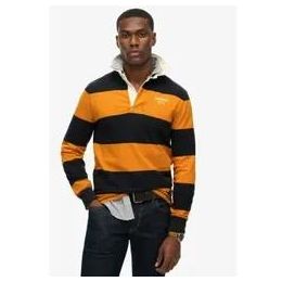 Superdry f&uuml;r Herren. M6010909A Polo Vintage Athletic Stripe Rugby orange (M), L&auml;ssig, Baumwolle, Langarm
