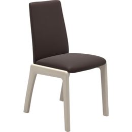 Polsterstuhl stressless "Laurel", braun (chocolate paloma, eiche gekalkt), B:57cm H:92cm T:59cm, Leder PALOMA: PALOMA ist ein durchgefärbtes Semianilin-Möbelleder mit natürlicher Narbung., Stühle, Low Back, Größe M, mit abgerundeten Beinen in Eiche gekalkt