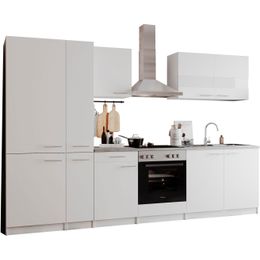 Küchenzeile respekta "Malia", weiß (küche: weiß, front: weiß, korpus: weiß, arbeitsplatte: beton optik), B:300cm H:200cm T:60cm, Komplettküchen-Sets, Breite 300 cm, mit Soft-Close, in exklusiver Konfiguration für OTTO