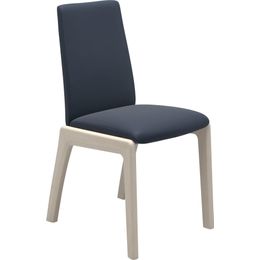 Polsterstuhl stressless "Laurel", blau (oxford blau paloma, eiche gekalkt), B:57cm H:92cm T:59cm, Leder PALOMA: PALOMA ist ein durchgefärbtes Semianilin-Möbelleder mit natürlicher Narbung., Stühle, Low Back, Größe M, mit abgerundeten Beinen in Eiche gekalkt