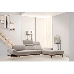Ecksofa "CR.420, Designecksofa, L-Form", beige (graubeige, natur), B:313cm H:117cm T:212cm, CREATION BY ROLF BENZ, Sofas, Ecksofa, in 2 Qualit&auml;ten, Holzrahmen in Eiche Natur oder Nu&szlig;baum, Breite 313 cm