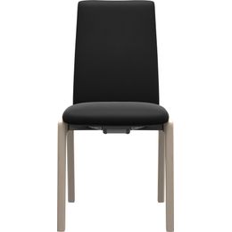 Polsterstuhl stressless "Laurel", schwarz (schwarz paloma, eiche gekalkt), B:57cm H:92cm T:59cm, Leder PALOMA: PALOMA ist ein durchgefärbtes Semianilin-Möbelleder mit natürlicher Narbung., Stühle, Low Back, Größe M, mit abgerundeten Beinen in Eiche gekalkt