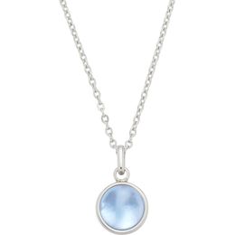 Kette mit Anhänger Leonardo "Halskette Bea grey blue, 024357", blau (edelstahlfarben, blau, perlmuttfarben), Halsketten, Damen, Edelstahl, L: 50 B: 25mm, mit Glasstein - mit Perlmutt, B:25mm