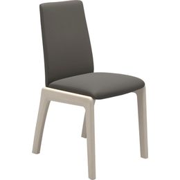 Polsterstuhl stressless "Laurel", grau (metal grau paloma, eiche gekalkt), B:57cm H:92cm T:59cm, Leder PALOMA: PALOMA ist ein durchgefärbtes Semianilin-Möbelleder mit natürlicher Narbung., Stühle, Low Back, Größe M, mit abgerundeten Beinen in Eiche gekalkt