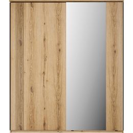Schrankmodule GAMI "Enzo", braun (natur), B:202cm H:235cm T:61cm, Spanplatte, Schränke, Schwebetürenschrank Kleiderschrank, Verschiedene Module einfach zu kombinieren