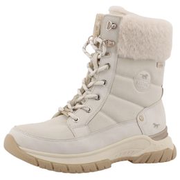 Winterboots Mustang Shoes "Raissa", Damen, Gr. 36, beige (creme), Lederimitat, Textil, Schuhe, Schnürboots, Winterstiefel mit TEX-Membrane