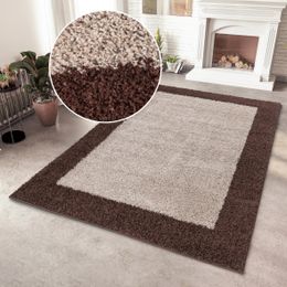 Hochflor-Teppich OTTO HOME "Liams" Gr. 1, beige (taupe), B:60cm H:30mm L:90cm, Kunstfaser, Teppiche, mit Bordüre, besonders weich und kuschelig, Wohnzimmer, Schlafzimmer