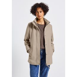Kurzjacke Street One, Damen, Gr. 46, beige (soft sand meliert), Stoff, Obermaterial: 100% Polyester; Futter: 100% Polyester, unifarben, normal normal, hoch geschlossener Ausschnitt, Rippbündchen, Jacken, mit Stehkragen