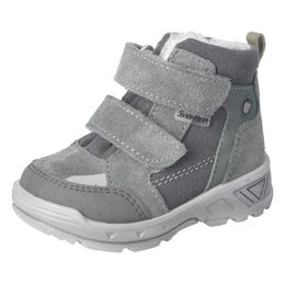 Lauflernschuh Pepino BY RICOSTA "Janne 50 WMS: weit", Kinder, Gr. 21, salbei, grau, Lederimitat, Veloursleder, Schuhe, Klettstiefel, Winterboots mit Sympatex, Größenschablone zum Download