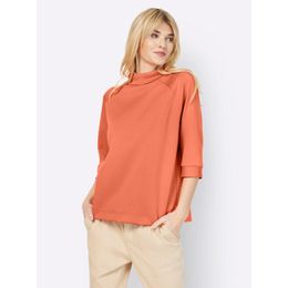 Sweatshirt Heine, Damen, Gr. 40, orange (papaya), 50% Modal, 44% Polyester, 6% Elasthan, unifarben, Sweatshirts Sweatshirt